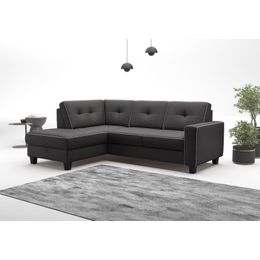 OTTO home Ecksofa &raquo;Varese&laquo; wahlweise mit Schlaffunktion und Bettkasten B/H/T: 226cm x 91cm x 170cm, NaturLEDER Stoff, Ottomane links,mit Bettfunktion,