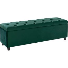 Home Affaire Bettbank &raquo;Relaxy&laquo; gesteppt, mit Staufach gr&uuml;n Holzwerkstoff, Massivholz, Polyester B/H/T: 100cm x 41,5cm x 40cm, Luxus-Microfaser