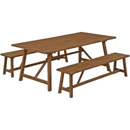 Garden Pleasure Garten-Essgruppe &raquo;SYDNEY&laquo; 3 Stk. tlg. braun Massivholz Einheitsgr&ouml;&szlig;e