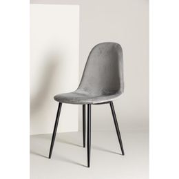 Esszimmerstuhl &raquo;Polar, 2er-Set Esszimmerst&uuml;hle in Beige-Samt, 150 kg belastbar&laquo; () 2 Stk.Polsterstuhl, Samt-Bezug, Metallbeine, abgerundet, modern 