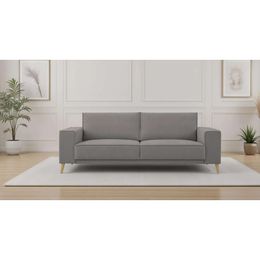 OTTO home 3-Sitzer &raquo;Oland Skandi, weicher Chenille-Stoff&laquo; 224 cm, Wellenunterfederung, Skandi-Design, Massivholzf&uuml;&szlig;e 100% Polyester B/H/T: 224cm x 