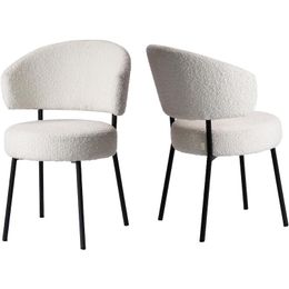 LeGer Home by Lena Gercke Esszimmerstuhl &raquo;S&ouml;lve&laquo; (Set) 2 Stk.Boucle Bezugsstoff, Metallgestell, Sitztiefe 48 cm wei&szlig; Polyester B/H/T: 58cm x 83cm x 
