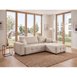 OTTO home Ecksofa &raquo;Bella Couch L-Form, B: 234 cm - OTTO. Verl&auml;ssliche Qualit&auml;t.&laquo; mit Schlaffunktion, Bettkasten & Zierkissen beige 100%Polyester B/H/T