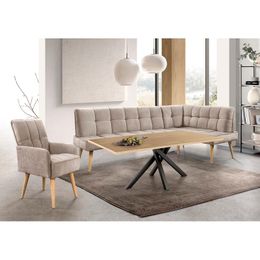 exxpo - sofa fashion Eckbank &raquo;Latte&laquo; moderne Sitz- und R&uuml;ckensteppung, bequem und elegant, hoher Holzfu&szlig; 100% PES B/H/T: 234cm x 95cm x 156cm, 