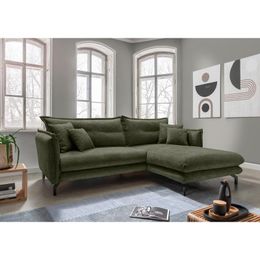 Home Affaire Ecksofa &raquo;Lazio modern und bequem, schmale Armlehnen, tolle Detailverarbeitung&laquo; Armlehnen verstellbar gr&uuml;n B/H/T: 255cm x 94cm x 180cm, 