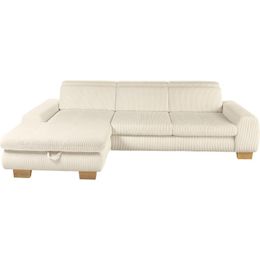 set one by Musterring Ecksofa &raquo;SO 3400 Sitzh&ouml;he 47cm oder 49cm, Sitztiefe verstellbar, B/T: 307/195cm&laquo; whlw. mit Funktion, Kaltschaum, in Cord, natur,