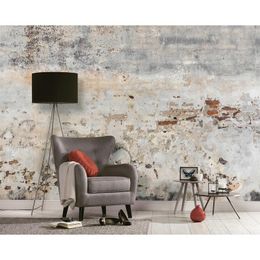 Livingwalls living walls Fototapete &raquo;Designwalls Old Wall&laquo; glatt Vlies, Wand, Schr&auml;ge, Decke grau Vlies B/L: 3,5m x 2,55m