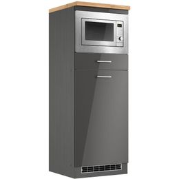 KOCHSTATION Backofen/K&uuml;hlumbauschrank &raquo;KS-Milan&laquo; Mikrowellen-K&uuml;hlschrankumbau 60 cm, matt oder hochgl&auml;nzend grau MDF grafitgrau, B/H/T: 60cm x 166cm x
