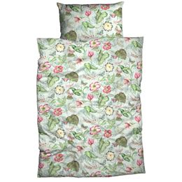 CASATEX Bettw&auml;sche &raquo;Belli Fiori&laquo; 2 Stk. elegante, farbenfrohe Bettw&auml;sche rot Satin, Obermaterial: 100% Baumwolle B/L: 155cm x 220cm, 1 Stk., 1 Stk., 