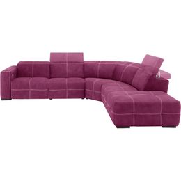 Egoitaliano Ecksofa &raquo;Sauvanne, Designsofa der Extraklasse, elegant und bequem, L-Form&laquo; wahlweise mit elektrischer Relaxfunktion, Kopfteilverstellung pink B/H/T: 