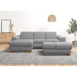 Home Affaire Ecksofa &raquo;Dundee L-Form&laquo; wahlweise mit Kopfteilverstellung und zus&auml;tzlich mit Schlaffunktion grau B/H/T: 264cm x 86cm x 170cm, Webstoff, 
