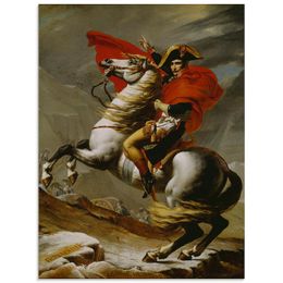 Artland Glasbild &raquo;Napoleon bei der &Uuml;berquerung der Alpen.&laquo; Menschen 1 Stk. tlg. in verschiedenen Gr&ouml;&szlig;en braun B/H/T: 45cm x 60cm, Glasbild Menschen Hochformat