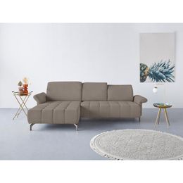 OTTO home Ecksofa &raquo;Fresh L-Form&laquo; Federkern, wahlweise Kopfteilverstellung und motorischer Vorziehsitz braun 100% Polyester B/H/T: 281cm x 79cm x 185cm