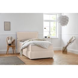 OTTO home Boxspringbett &raquo;Jenson&laquo; in 4 Farben, 4 Breiten, 3 Matratzenarten in 2 H&auml;rtegraden, Topper beige Struktur weich (85% Polyester/15% Nylon) 