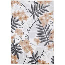 CarpetFine Teppich &raquo;Deja 102&laquo; rechteckig 4 mm H&ouml;he robustes Flachgewebe, Floral Palmenbl&auml;tter, In- und Outdoor, L&auml;ufer beige Polypropylen B : 80cm 1 