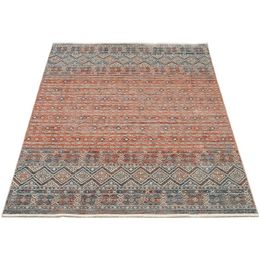 OCI DIE TEPPICHMARKE Teppich &raquo;GRAND FASHION 13&laquo; rechteckig 5 mm H&ouml;he Vintage Optik, feine Fransen, Wohnzimmer blau Polyester B : 65cm 1 Stk., 5mm, L: 