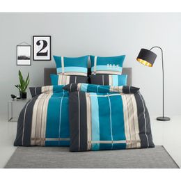 OTTO home Bettw&auml;sche &raquo;Golfi in Gr. 135x200 oder 155x220 cm&laquo; 2 sportliche Streifen Bettw&auml;sche aus Baumwolle, Marke H.I.S by OTTO home blau Biber, 