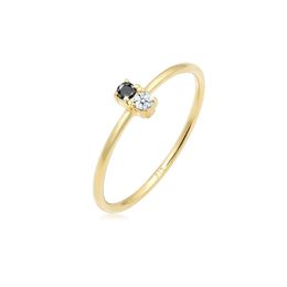Elli DIAMONDS Ring 375 Gelbgold Bi Color_Tri Color, Black Diamond, Verlobungsring in Gold | Gr.: 58