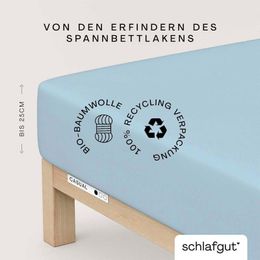 Schlafgut Spannbettlaken &raquo;CASUAL Bettlaken 100% gek&auml;mmte Bio-Baumwolle, 150 g/m&sup2;, Spannbetttuch&laquo; Bettlaken bis 25 cm H&ouml;he, langlebig, weich, Antipilling-
