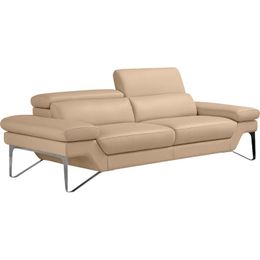 Egoitaliano 2,5-Sitzer &raquo;Princess, Designsofa und super bequem, tolle Detailverarbeitung&laquo; inkl. verstellbarer Kopfteile beige Leder BULL (Echtes Rindsleder). 