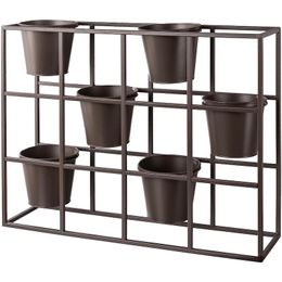 Creativ home &Uuml;bertopf &raquo;Raumteiler f&uuml;r Pflanzen&laquo; mit 6 T&ouml;pfen braun Metall B/H/T: 65cm x 52cm x 17cm