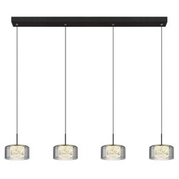 Globo LIGHTING LED Pendelleuchte &raquo;FOGSY&laquo; LED-Modul 1 Stk. Tageslichtwei&szlig; H&auml;ngelampe/Pendelleuchte/Glas rauchfarben/H&ouml;he k&uuml;rzbar/Esstisch schwarz 1 Stk