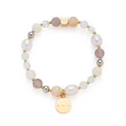 Leonardo Damen Leonardo Armband &raquo;Bicolor Hope&laquo; mit Achat - mit Glasperle, S&uuml;&szlig;wasserzuchtperle wei&szlig; 17cm, Edelstahl Perlen Polyurethan