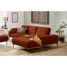W.Schillig Ecksofa &raquo;run, Designsofa mit tollem Sitzkomfort, bequem, L-Form&laquo; mit Holzsockel, F&uuml;&szlig;e in Schwarz pulverbeschichtet, Breite 279 cm orange 