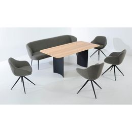 K+w Komfort & Wohnen K+W Komfort & Wohnen Essgruppe &raquo;ZOOM&laquo; abgerundete Essgruppe mit Solobank, 4 Sesseln und 1 Tisch braun Flachgewebe Q2 2250