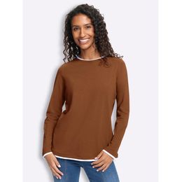 Heine Langarm-Shirt in cognac-wei&szlig; | Gr.: 42