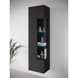 OTTO home Vitrine &raquo;Kenia, stehend und h&auml;ngend, T&uuml;ranschlag wechselbar&laquo; 1 Stk. tlg. Vitrineschrank mit Glast&uuml;ren 160 cm H&ouml;he schwarz B/H/T: 45cm x 
