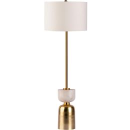 Kayoom Stehlampe &raquo;Stehlampe Cirus 225&laquo; E27 1 Stk. Sockel in Material-Mix aus Marmor und Eisen, mit Stoffschirm wei&szlig; 1, H: 127cm, 1 Stk.