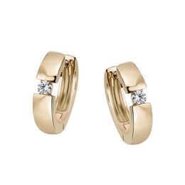 Firetti Damen Paar Creolen &raquo;Schmuck Geschenk Gold 375 Ohrschmuck Creole&laquo; mit Brillant - Spannfassung gold 12,8mm, 0,08 SI = kleine Einschl&uuml;sse, 