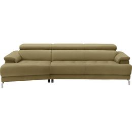Egoitaliano Ecksofa &raquo;Soul, extravagantes Designsofa, Megasofa, super bequem, tolle Details&laquo; mit Trapez-Abschlu&szlig;element, inkl verstellbarer Kopfteile gr&uuml;n Leder &raquo;