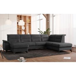 Sit & More sit&more Wohnlandschaft &raquo;Astoria U-Form&laquo; wahlweise mit motorischer Relaxfunktion grau 100% Polyester B/H/T: 329cm x 91cm x 225cm, Luxus-Microfaser in 