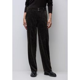 Street One Damen Cordhose, braun, Gr. 44, unifarben, Stoff, 96% Polyester, 4% Elasthan, Hosen, High Waist