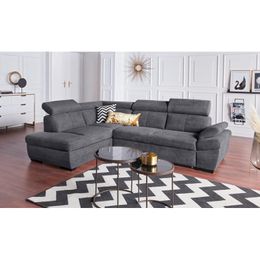 exxpo - sofa fashion Ecksofa &raquo;Salerno, klassisch modernes Funktionssofa, hoher Sitzkomfort, L-Form&laquo; inkl. Kopf- und Armteilverstellung, wahlweise mit 