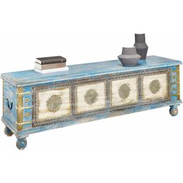 OTTO home Sitztruhe blau Massivholz B/H/T: 145cm x 45cm x 40cm
