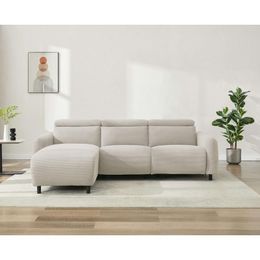 OTTO home Ecksofa &raquo;SKAANE in Cord, L-Form, 274 cm, manuelle u. elektrische Relaxfunktion,&laquo; rundes Design, Kopfteilverstellung, Federkernpolsterung 