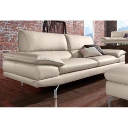 Calia italia 3-Sitzer &raquo;Dave, italienisches Design, erstklassiger Sitzkomfort, Breite 221cm&laquo; in zwei Lederqualit&auml;ten und toller Detailverarbeitung grau