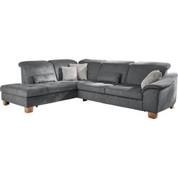 Die PlanBar Ecksofa &raquo;PP-LA23145 L-Form&laquo; inkl. Kopfpolsterverstellung, Federkernpolsterung grau 100% recyceltes Polyester B/H/T: 299cm x 88cm x 243cm, 