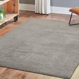 ANDIAMO Teppich &raquo;San Paolo&laquo; rechteckig 27 mm H&ouml;he Uni Farben, weiche Qualit&auml;t, ideal im Wohnzimmer & Schlafzimmer grau Polyester B : 130cm 1 Stk., 27mm, L: 