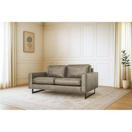 OTTO home 2-Sitzer &raquo;Pinto, 166 cm, Cord, Chenille, Lederoptik&laquo; mit Keder, schwarze Metallf&uuml;&szlig;e, Wellenunterfederung grau Luxus-Microfaser (100% 