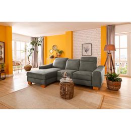 Home Affaire Ecksofa &raquo;Dundee L-Form&laquo; wahlweise mit Kopfteilverstellung und zus&auml;tzlich mit Schlaffunktion grau Luxus-Microfaser Florence (100% 