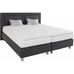 Westfalia Schlafkomfort Boxspringbett inkl. Kaltschaum-Topper und Zierkissen grau Bezug Topper 100% Polyester, waschbar bis 60&deg;C;Bezug Unterbox und Kopfteil: Strukturstoff (