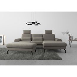 Sit & More sit&more Ecksofa &raquo;Cinturo L-Form&laquo; inklusive Sitztiefenverstellung und Federkern, Sitzh&ouml;he 48 cm braun B/H/T: 283cm x 91cm x 175cm, Luxus-Microfaser 