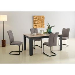 Home Affaire Essgruppe &raquo;Napoli&laquo; Set, 4 Freischwinger + 1 Esstisch, 5 Stk. tlg. 5-teilige Tischgruppe mit modernem Freischwinger Stuhl und Esstisch 