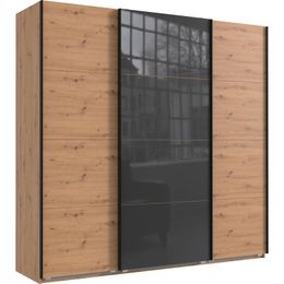 wimex Schwebet&uuml;renschrank &raquo;Norderstedt&laquo; INKLUSIVE 2 Stoffboxen und 2 zus&auml;tzliche Einlegeb&ouml;den, mit Glast&uuml;r grau Holzwerkstoff Artisan Eiche Nachbildung, B/H