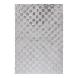 Kayoom Teppich &raquo;Botany 625&laquo; rechteckig 18 mm H&ouml;he weicher kuscheliger Kurzflor, Fellhaptik, alle R&auml;ume, viele Farben grau Polyester B : 80cm 1 Stk., 18mm, L: