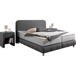 Home Affaire Boxspringbett &raquo;Cesson, in verschiedenen Breiten&laquo; inkl. Topper, wahlweise in H2, H3 oder H4 erh&auml;ltlich grau Struktur, Liegefl&auml;che B/L: 